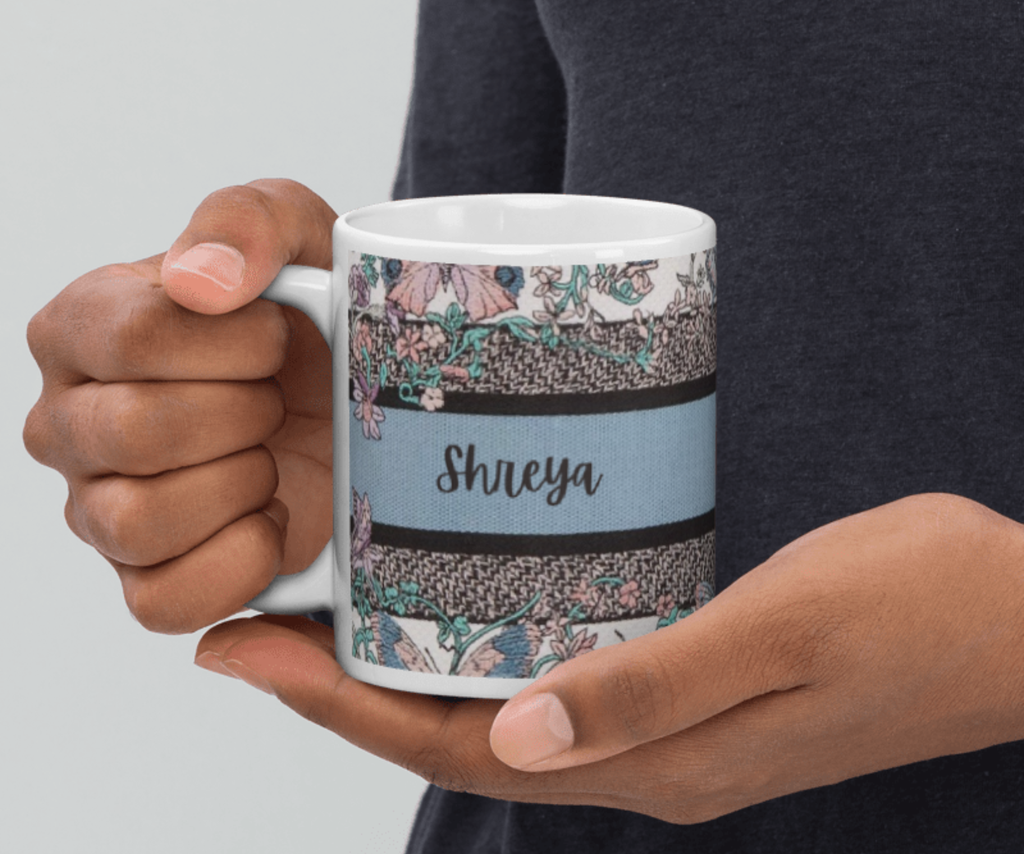 Floral Butterfly Themed Personalized Name Mug 11oz | Custom Name Coffe ...